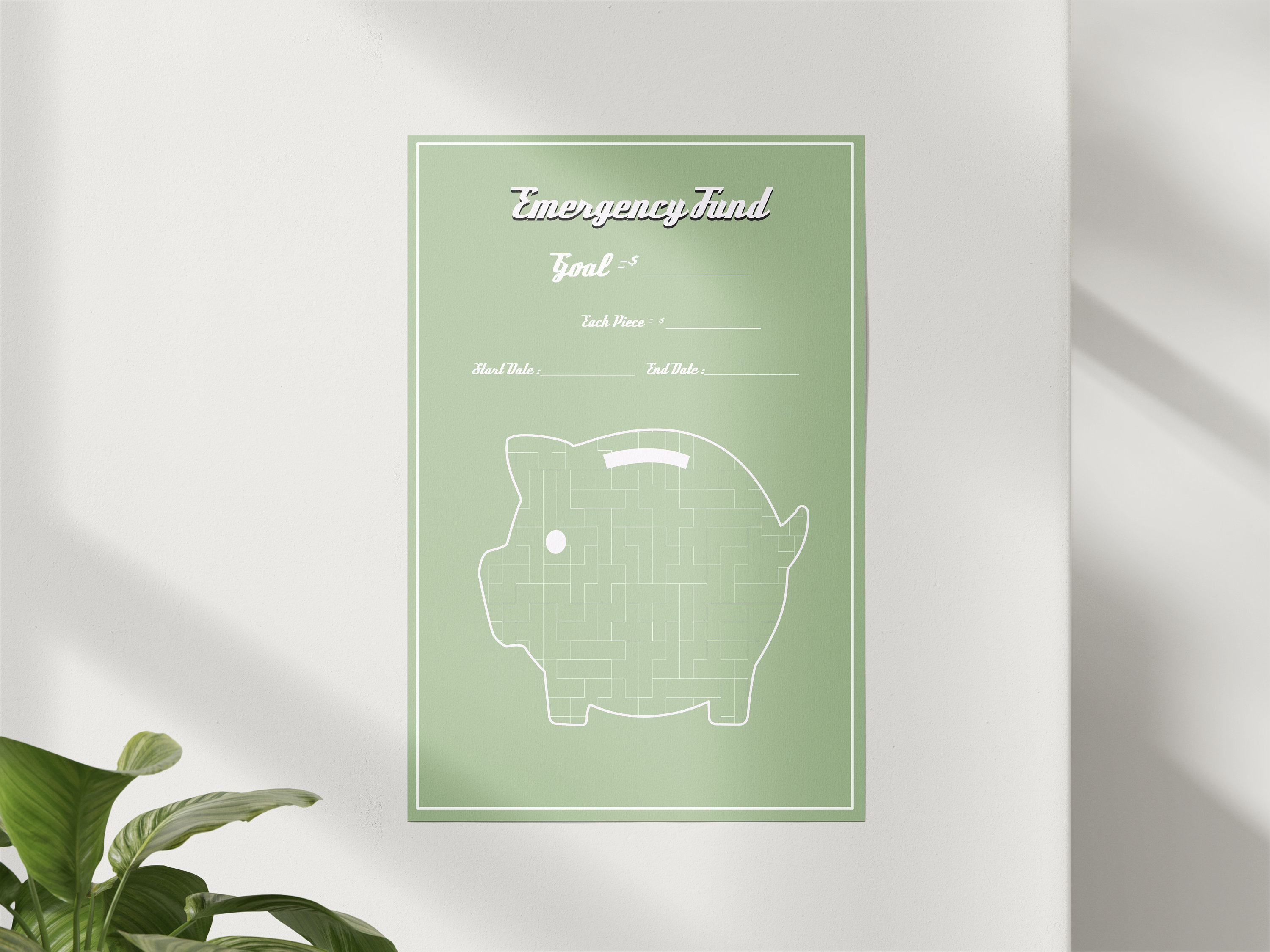Savings Tracker Poster/chart Emergency Fund Piggy Bank Green - Etsy