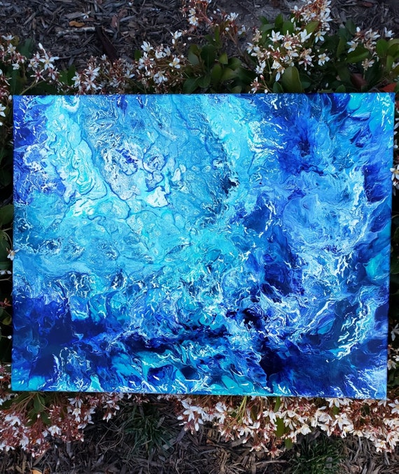 Ocean Waves Painting Liquid Art Fluid Art Blue Waves | Etsy