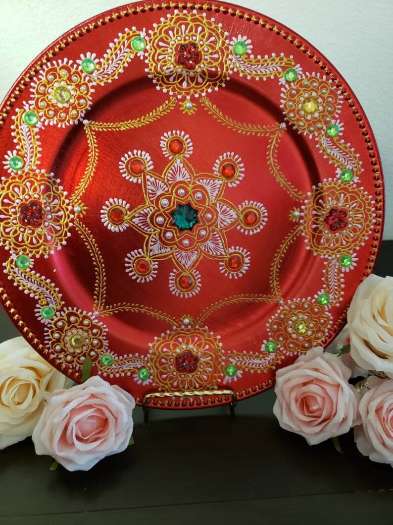 Moroccan Inspired Decorative Trays, Custom Plates, Henna Plates, Mehndi ...