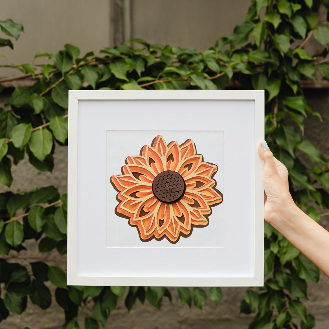 3D Sunflower Layered SVG File | Digital Art | Elegant Layered Sunflower ...