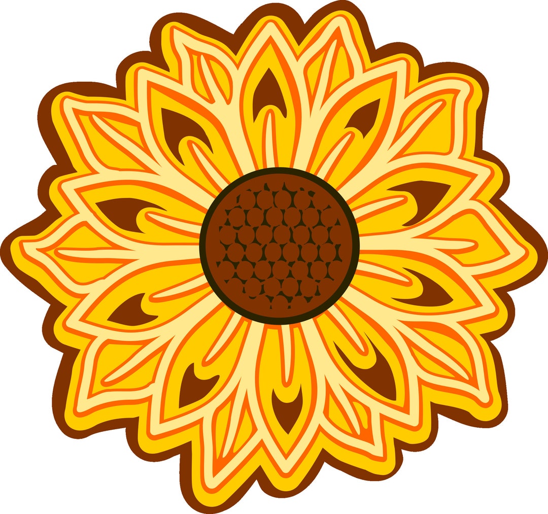 3D Sunflower Layered SVG File | Digital Art | Elegant Layered Sunflower ...