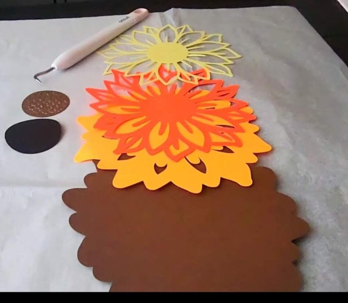 3D Sunflower Layered SVG File | Digital Art | Elegant Layered Sunflower ...