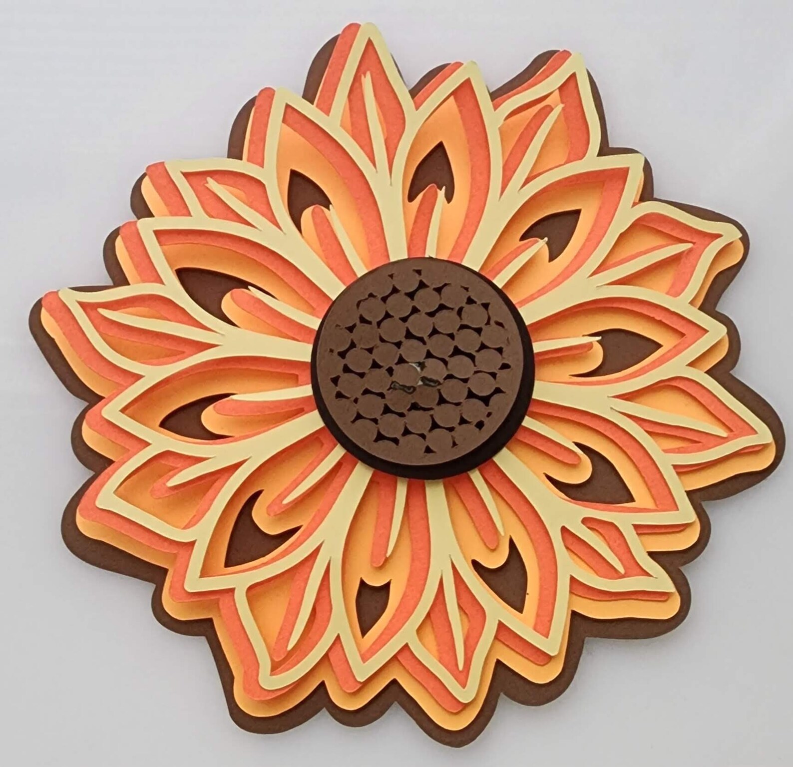 3D Sunflower Layered SVG File | Digital Art | Elegant Layered Sunflower ...
