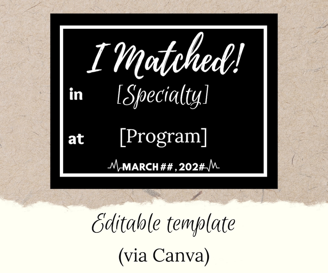 Residency Match Day 2024 Editable Sign i Matched digital Download Match ...