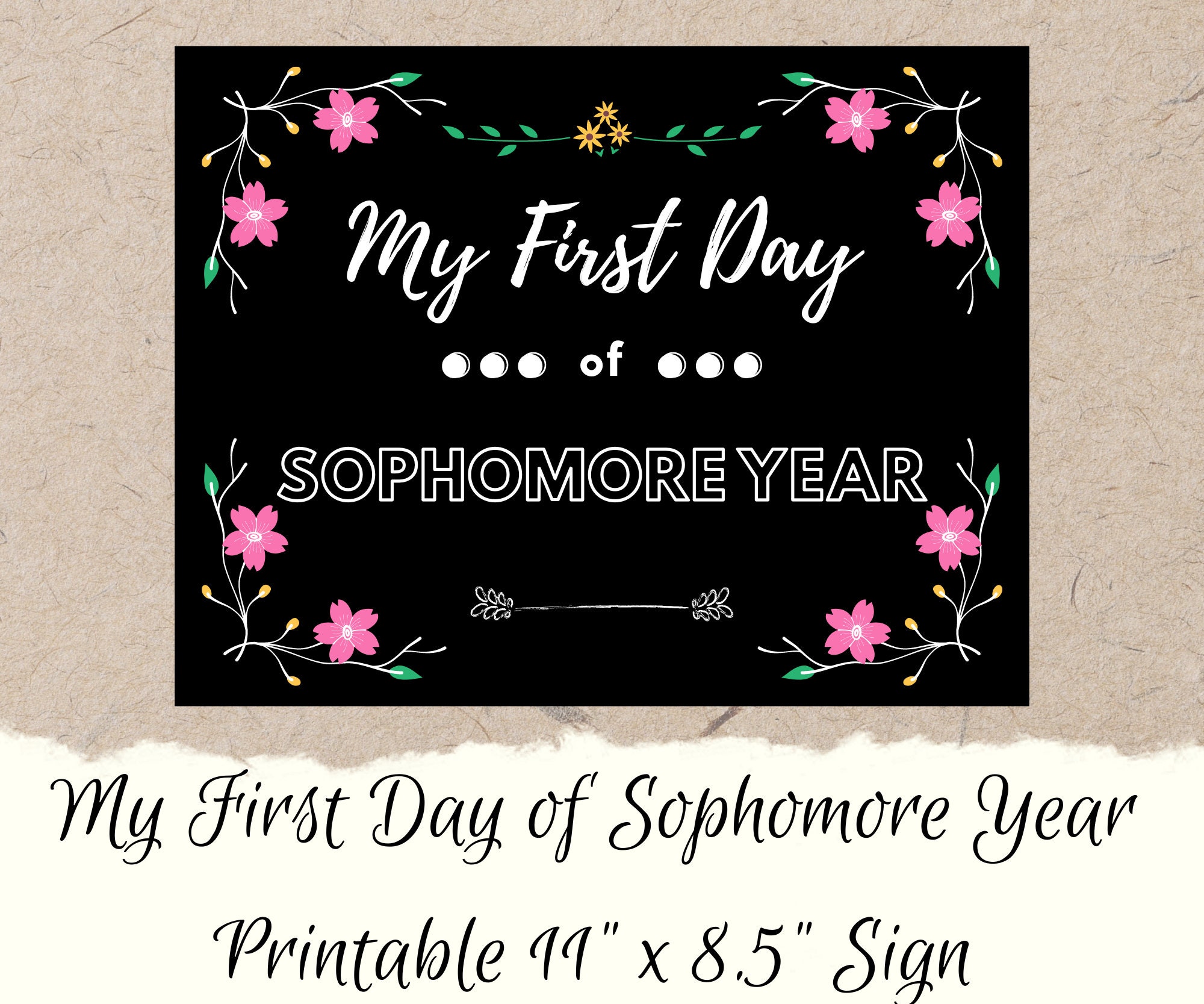 Printable My First Day Of Sophomore Year Sign Diy Printable First Day