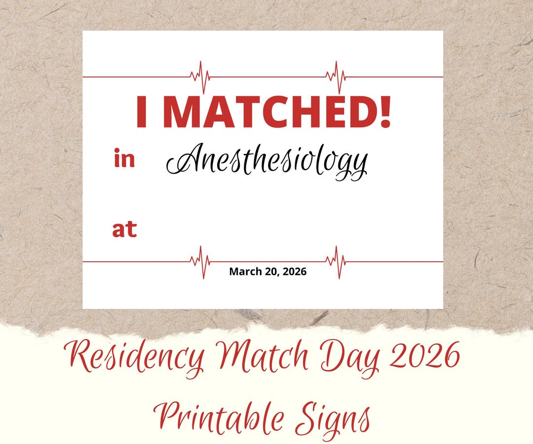 Residency Match Day 2026 Sign "i Matched!" (printable/digital Download ...