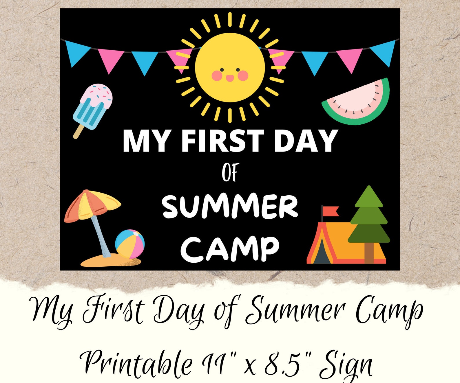 First Day of Summer Camp Sign | Chalkboard Style Printable (digital ...