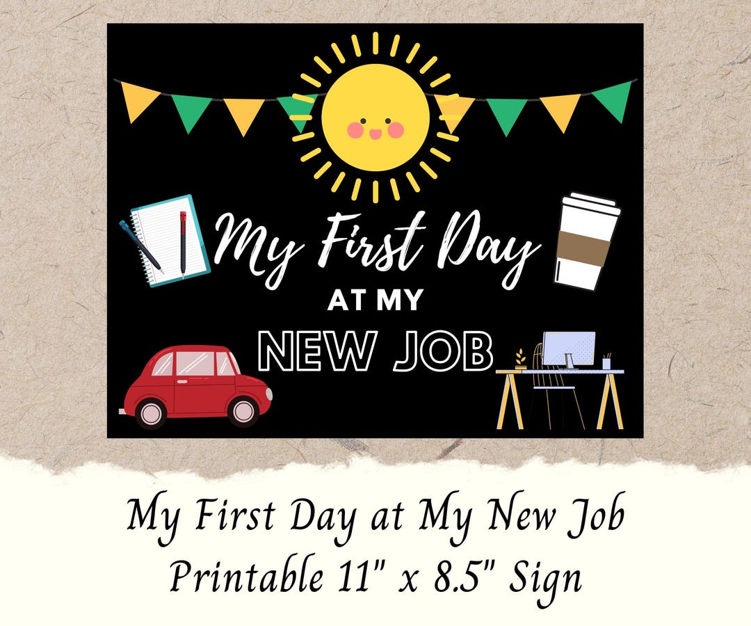 Printable First Day of Work Sign | Colorful Chalkboard Style (digital ...