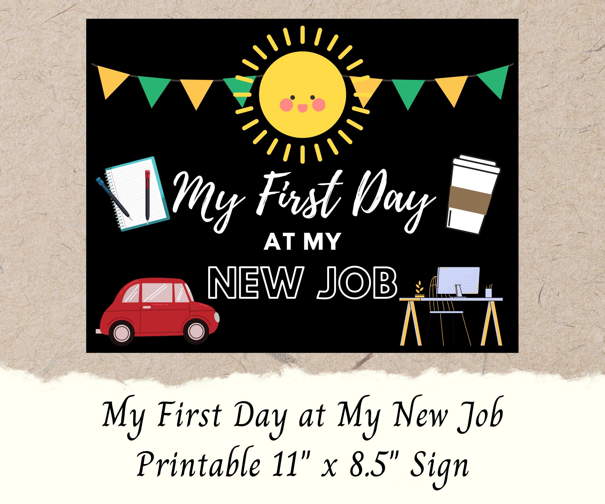 Printable First Day of Work Sign | Colorful Chalkboard Style (digital ...