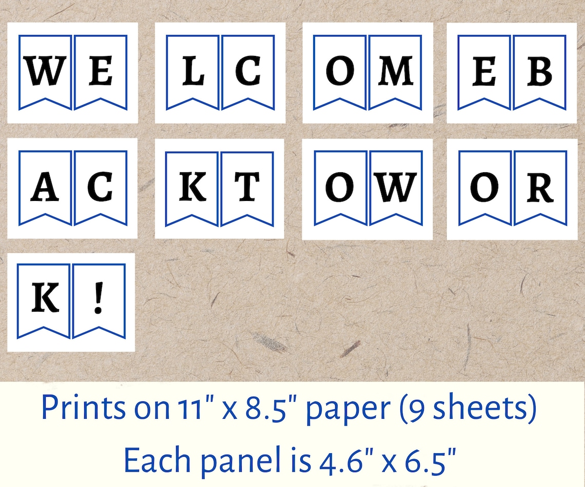 Printable Welcome Back to Work Banner Sign | DIY Printable Welcome Back ...