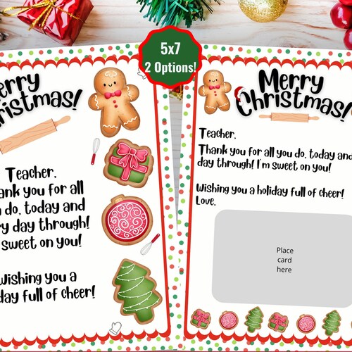 Teacher Christmas Gift Card Holder Printable Virtual - Etsy