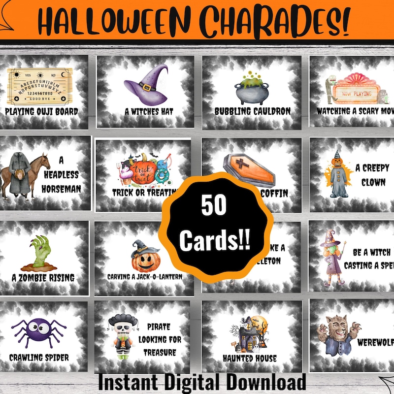 Halloween Charades Games - Etsy