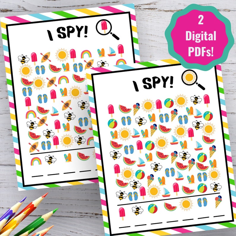 Summer I Spy Activity, Kids Printable Game (digital PDF) - Etsy