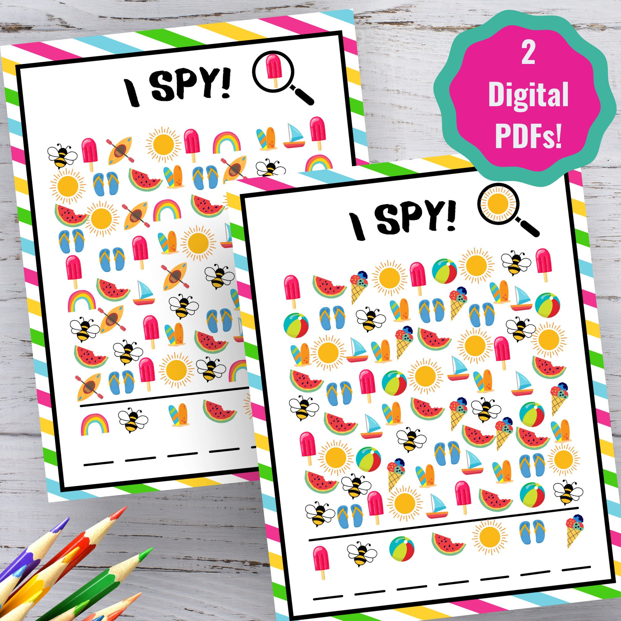 Summer I Spy Activity, Kids Printable Game (digital PDF) - Etsy