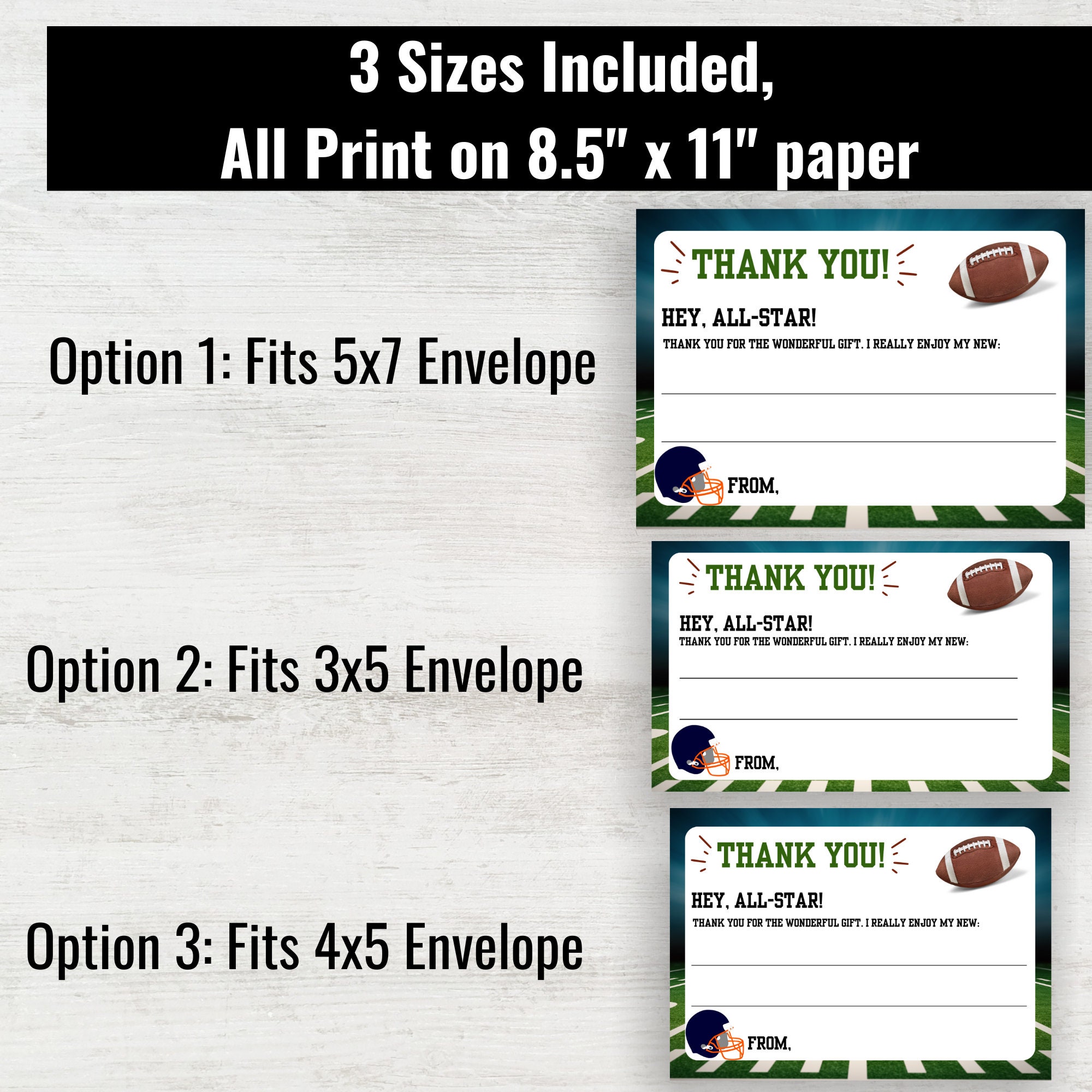 Football Thank You Card Kids Thank You Note Boys Sports - Etsy