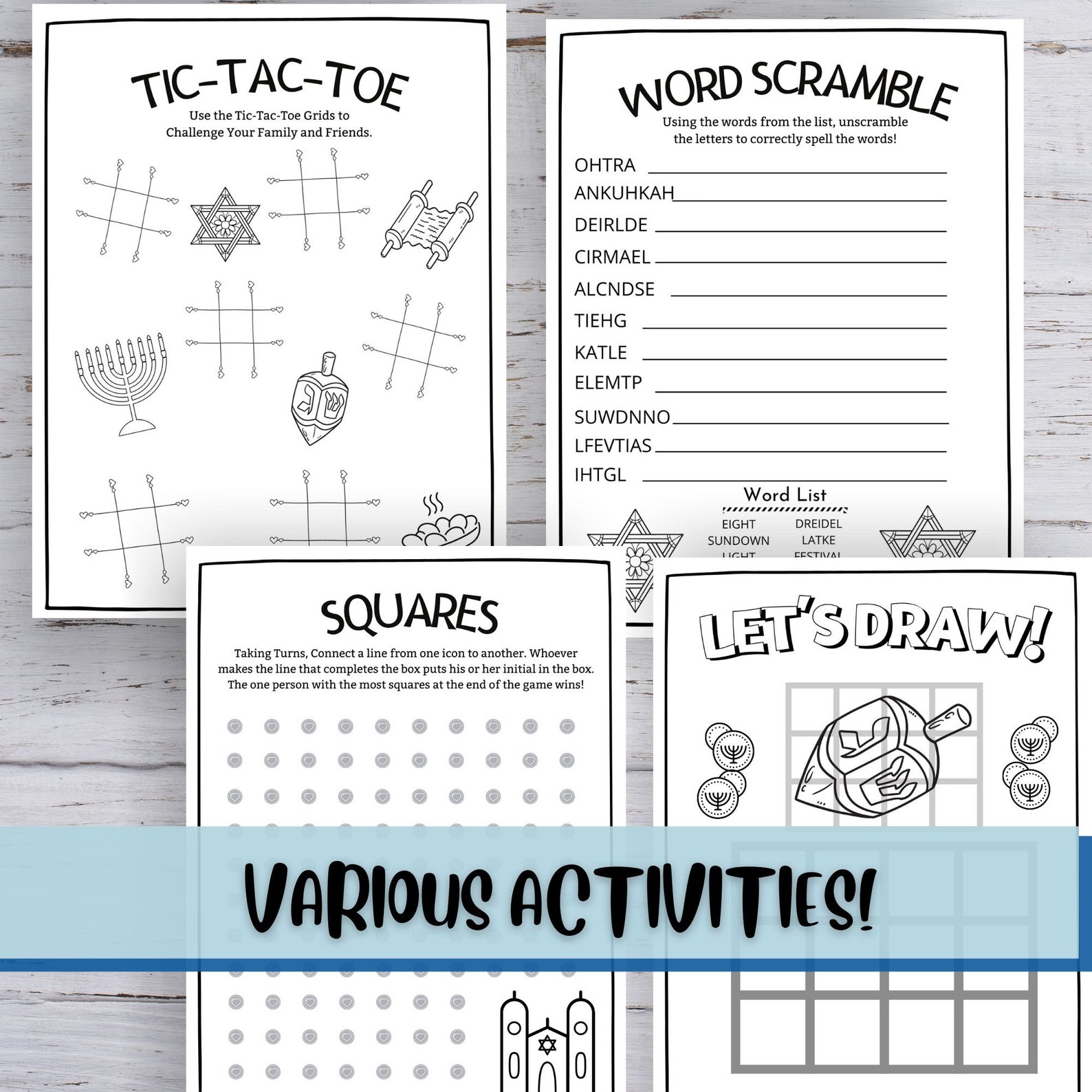 20 Printable Hanukkah Activities Hanukkah Activity Bundle - Etsy