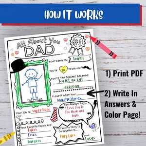 All About You Father's Day Printable, Father's Day Card From Kid, Gift ...