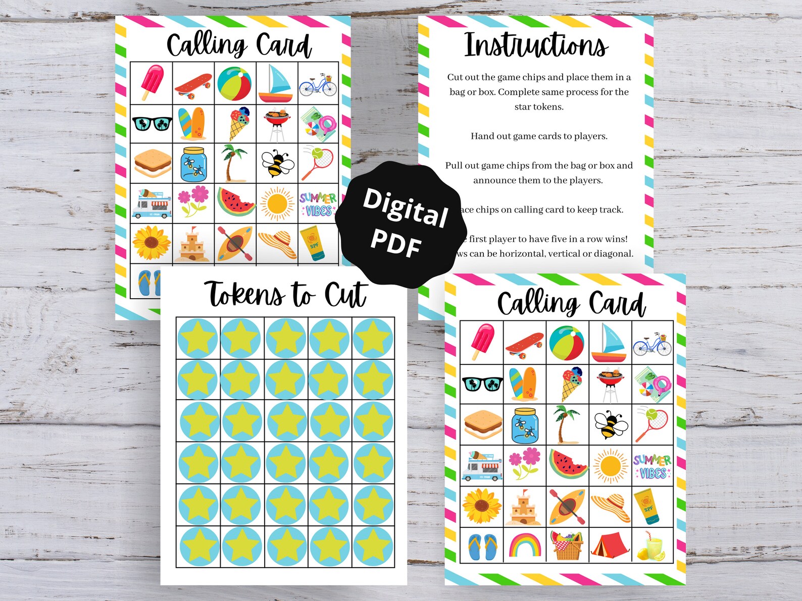 Summer Printable Bingo, 30 Unique Bingo Cards, Kids' Summer Camp ...