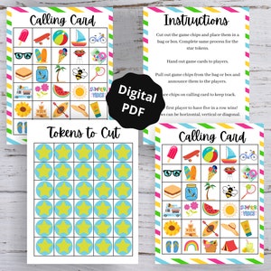 Summer Printable Bingo, 30 Unique Bingo Cards, Kids' Summer Camp ...