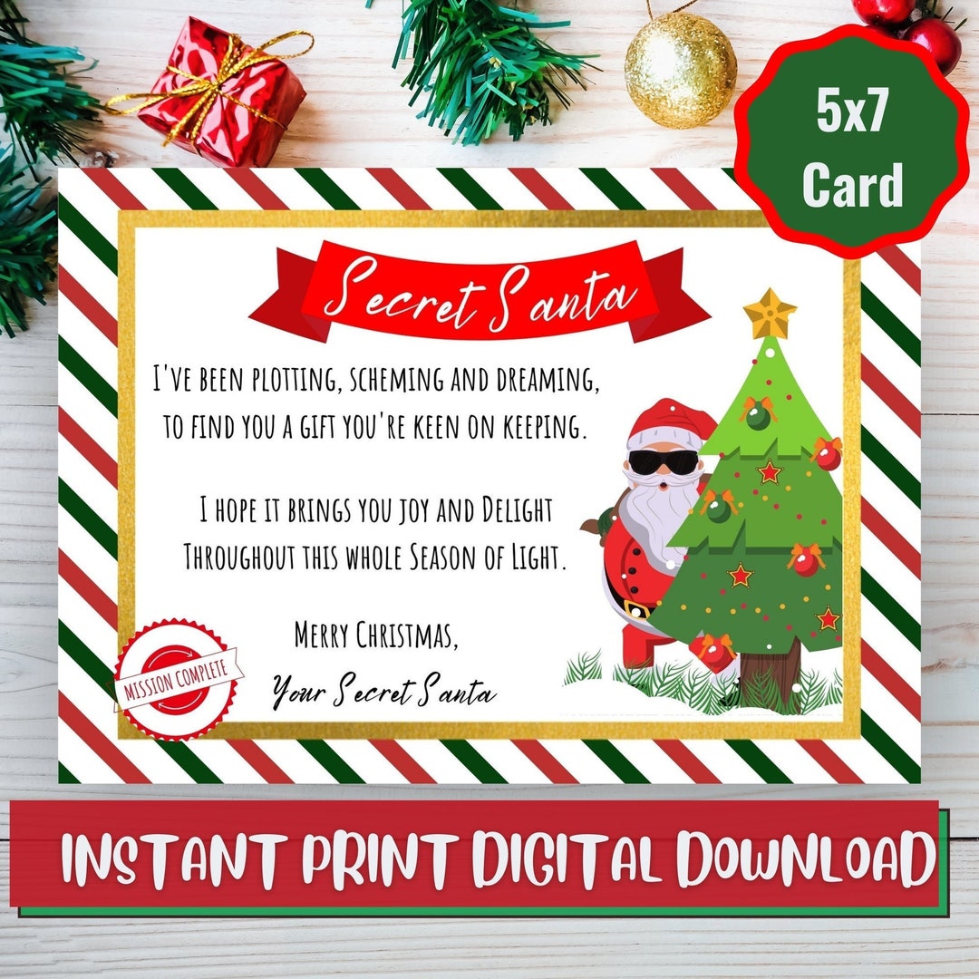 Secret Santa Christmas Card, Secret Santa Gift, Secret Santa Theme ...