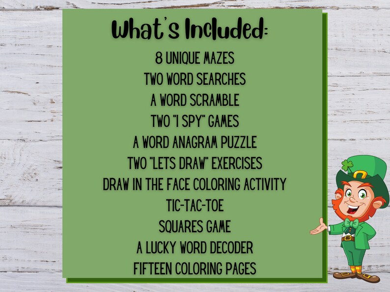 St. Patrick's Day Kids Activity Bundle, Maze, Word Games (digital ...