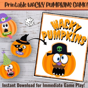 Roll a Wacky Pumpkin Game, Halloween Printable Activity (PDF Pattern ...