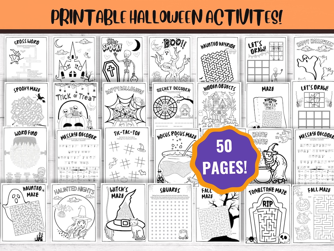 50 Printable Kids Halloween Activities, Halloween Party Games ...