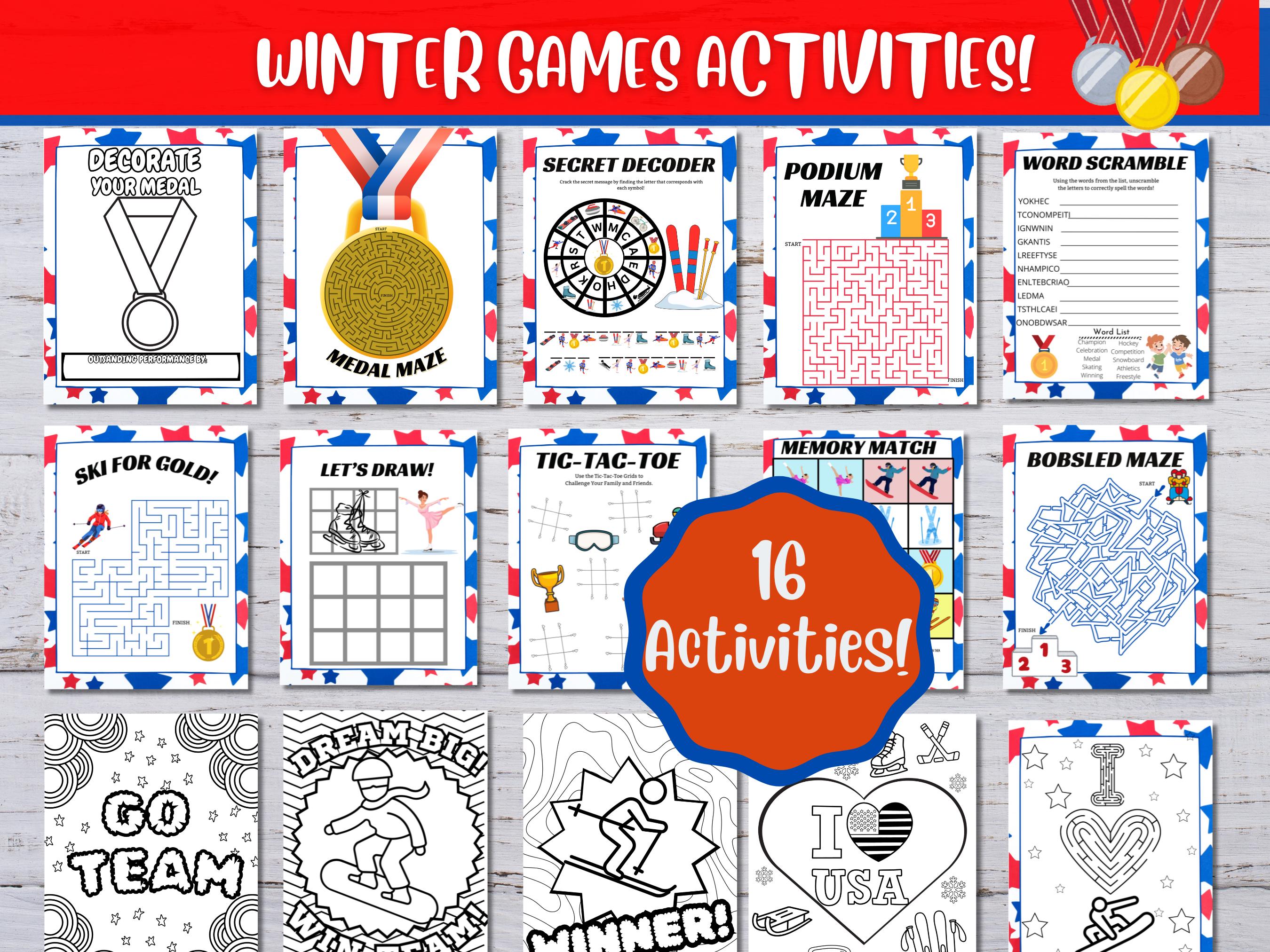 Winter Sports Games Activity Pack, Mazes, Coloring Pages (digital ...