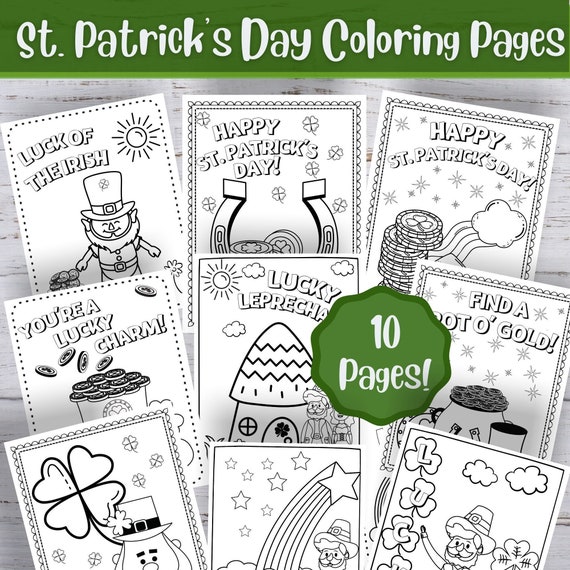 Printable St. Patrick's Day Coloring Pages St. | Etsy