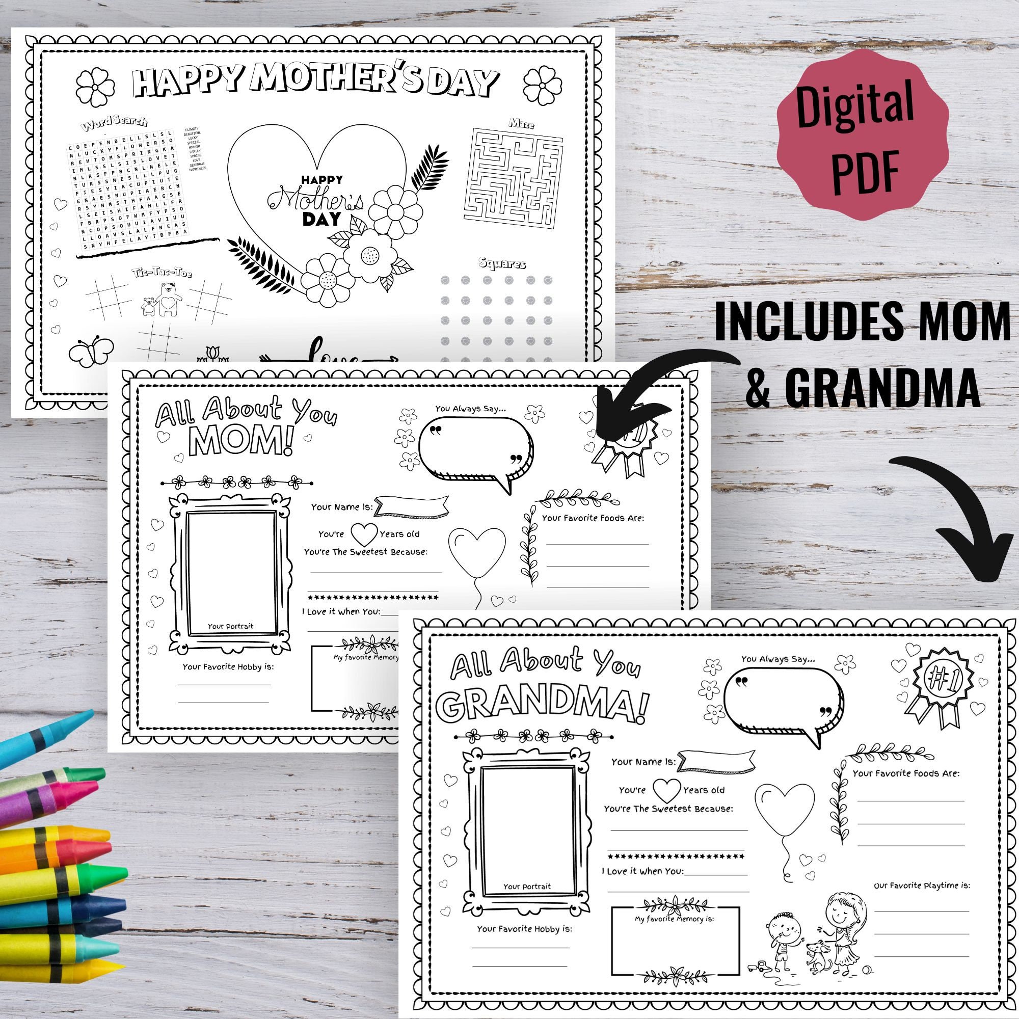 Printable Mother's Day Activity Placemats Printable - Etsy