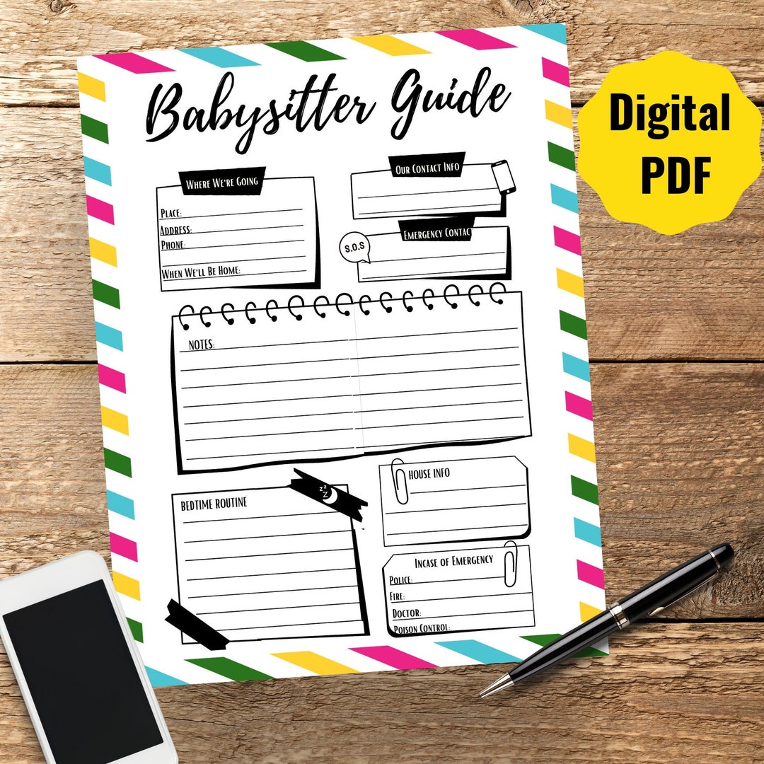 Babysitter Instructions, Babysitter Guide, Babysitter Information Sheet ...