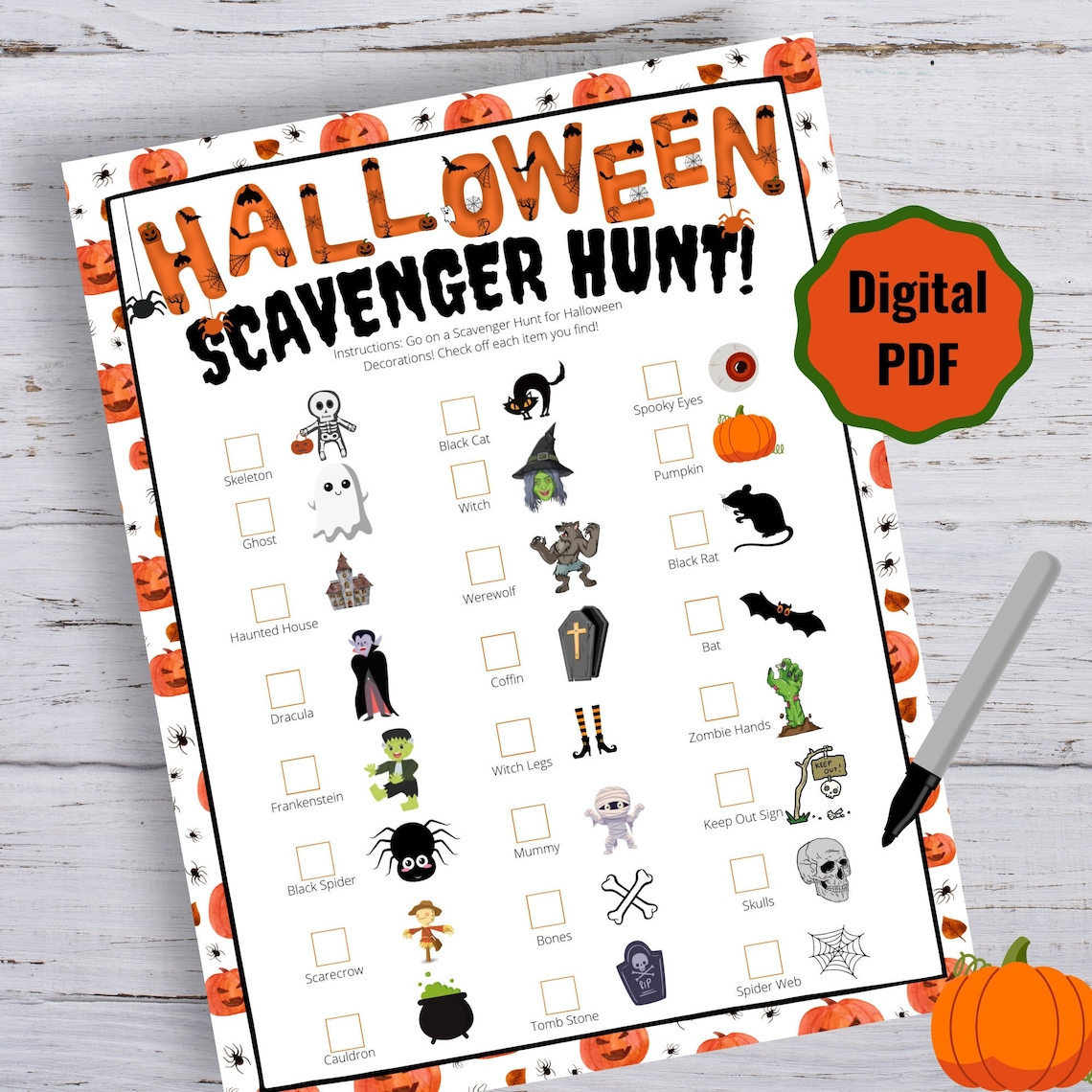 Halloween Scavenger Hunt Halloween Kids' Activity - Etsy