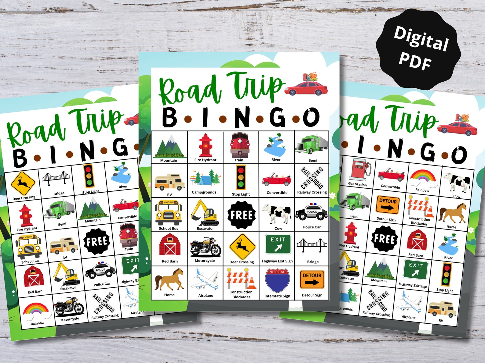 Road Trip Printable Bingo, 30 Unique Bingo Cards, Kids' Road Trip ...