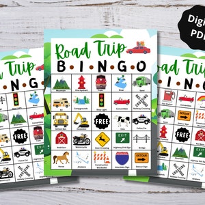 Road Trip Printable Bingo, 30 Unique Bingo Cards, Kids' Road Trip ...