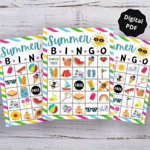 Summer Printable Bingo, 30 Unique Bingo Cards, Kids' Summer Camp ...