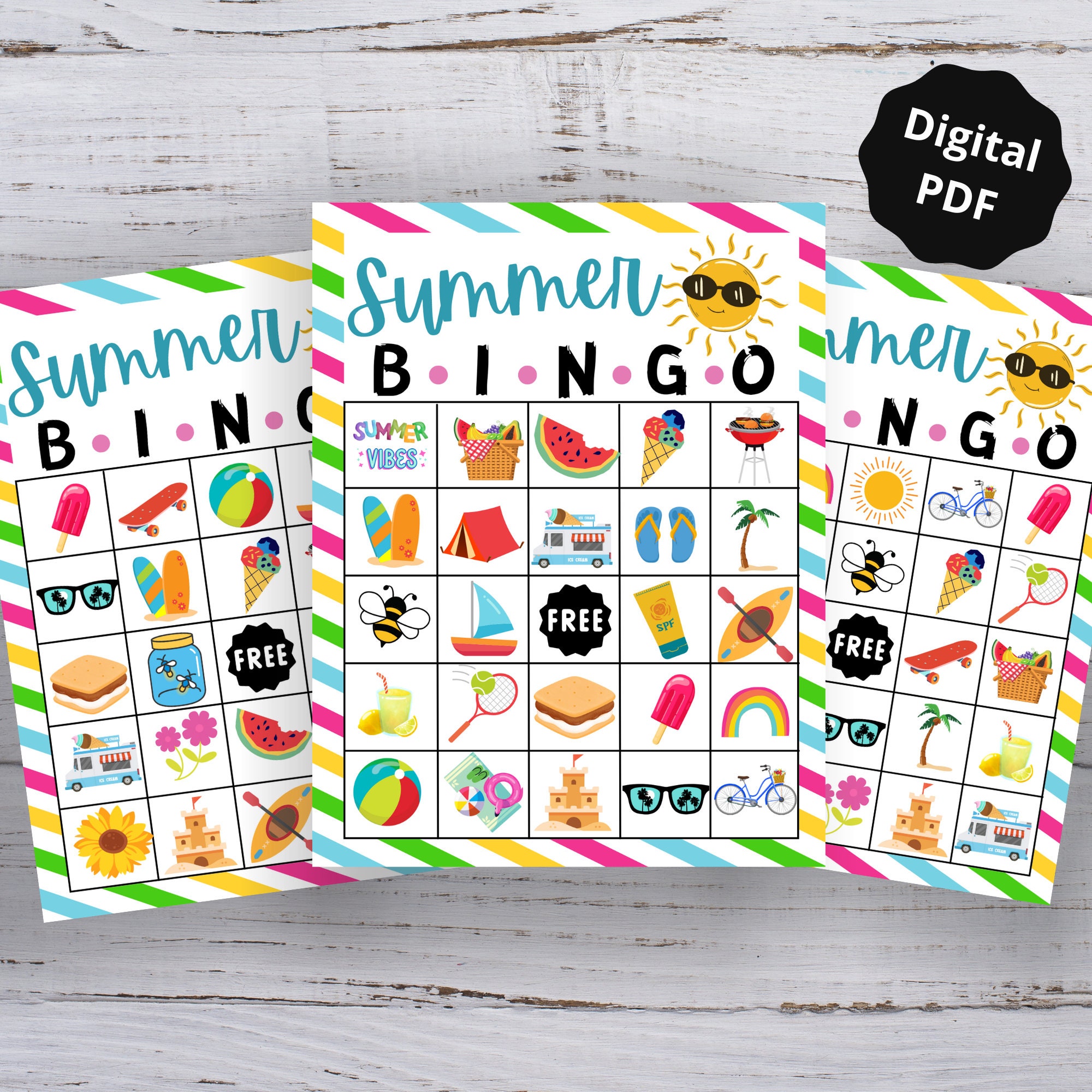 Summer Printable Bingo 30 Unique Bingo Cards Kids' - Etsy Australia