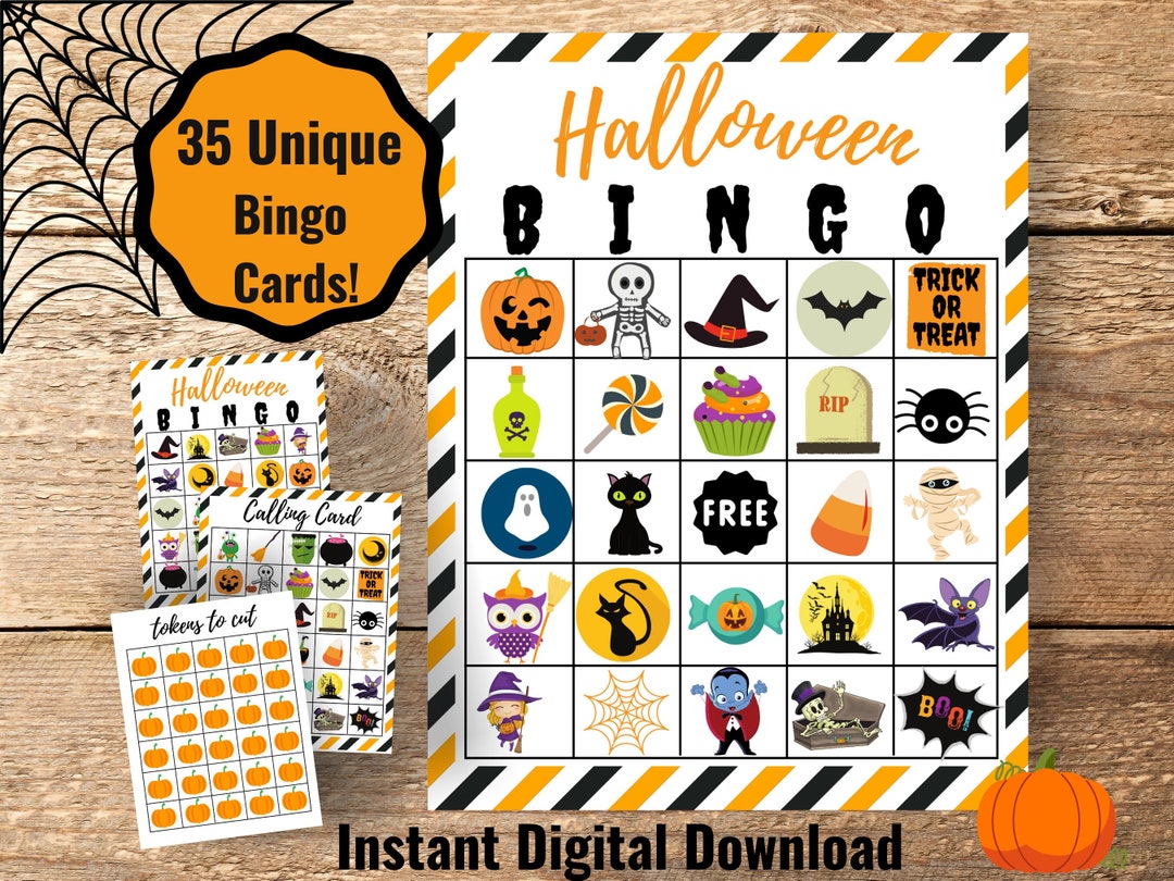 35 Halloween Bingo Cards, Kids' Halloween Activity, Class Party ...