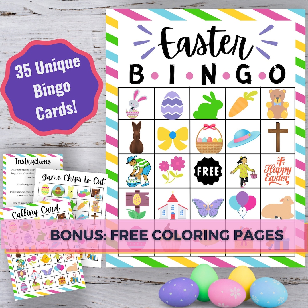 Easter Bingo 35 Unique Bingo Cards Kids' Easter - Etsy