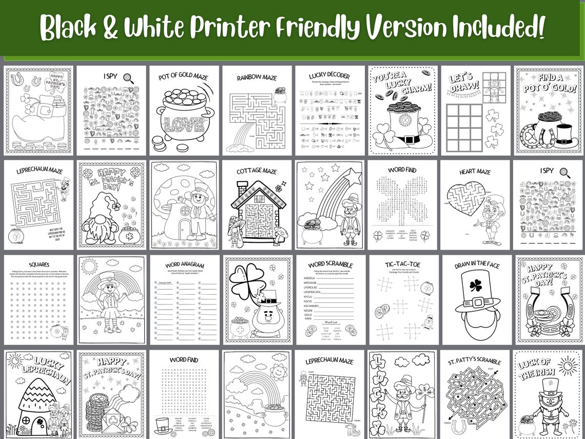 St. Patrick's Day Printable Kids Activity Bundle, St Patricks Day ...