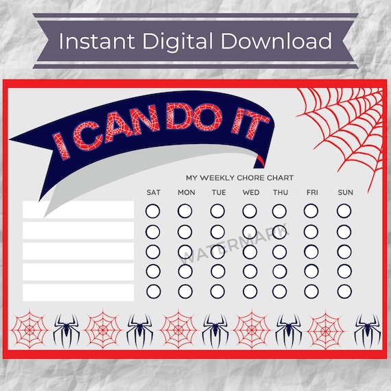 Spider Man Sticker Chart Printable