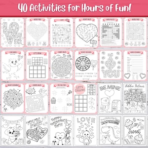 40 Printable Valentine's Day Kid's Activities, Valentine's Day Bundle ...
