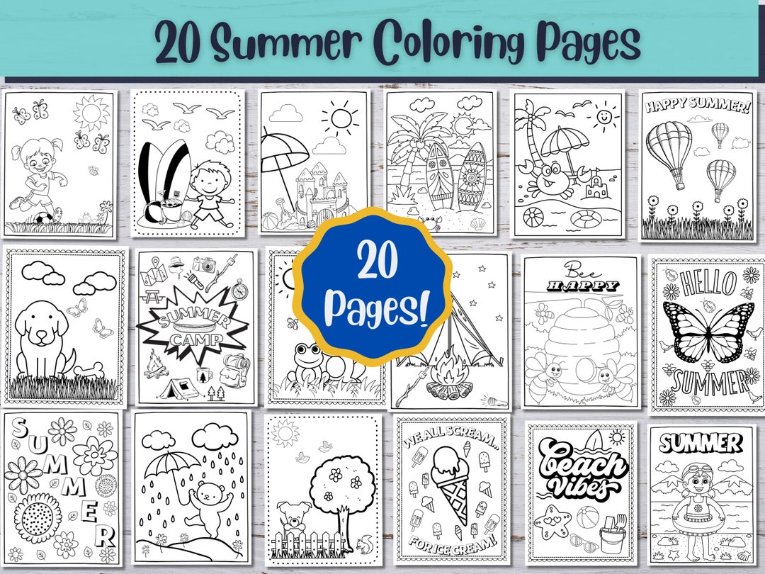 20 Summer Coloring Pages, Summer Camp Coloring Pages, Printable ...