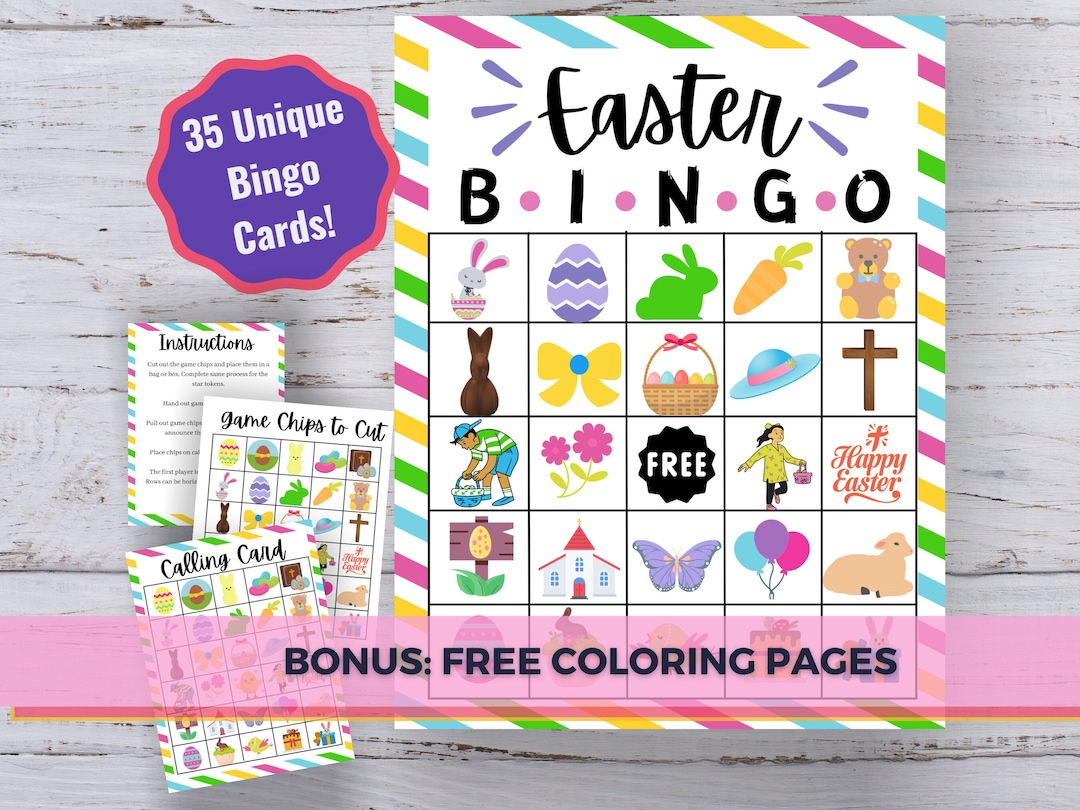 Easter Bingo, 35 Unique Bingo Cards, Kids' Easter Activity, Easter ...