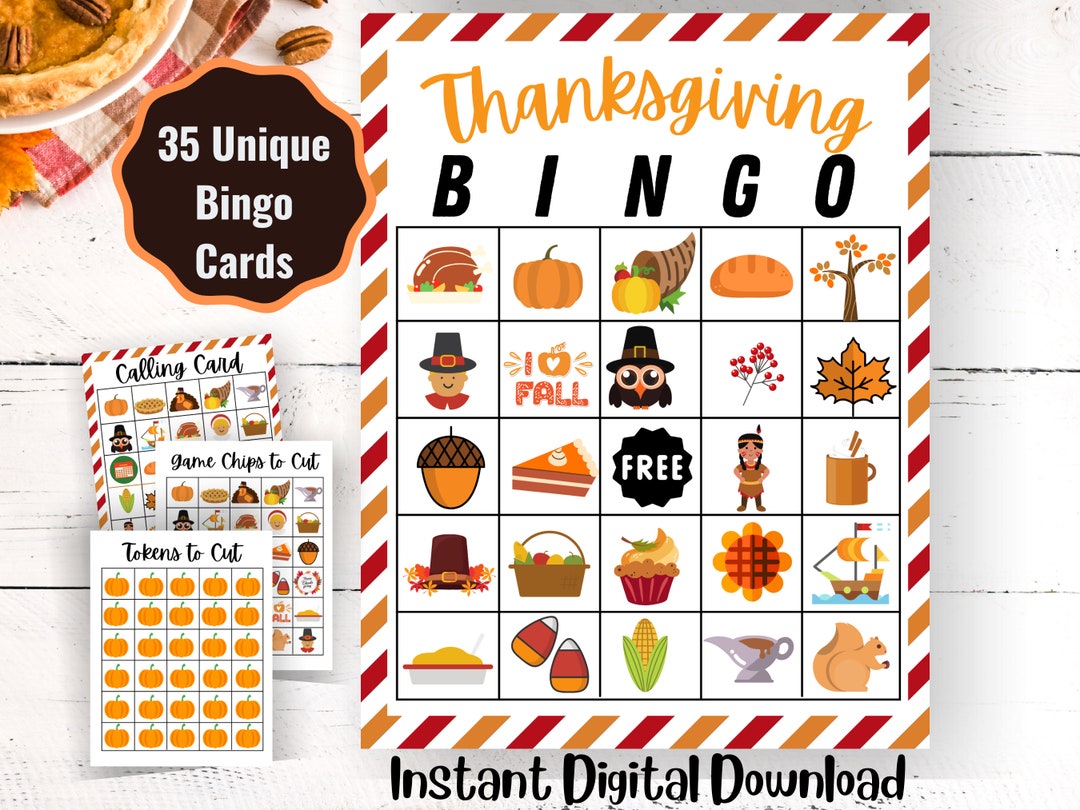 Thanksgiving Bingo Game, 35 Unique Cards (digital Download) - Etsy