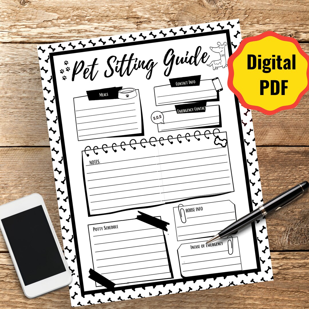 Pet Sitter Instructions, Printable Guide (digital Download) - Etsy