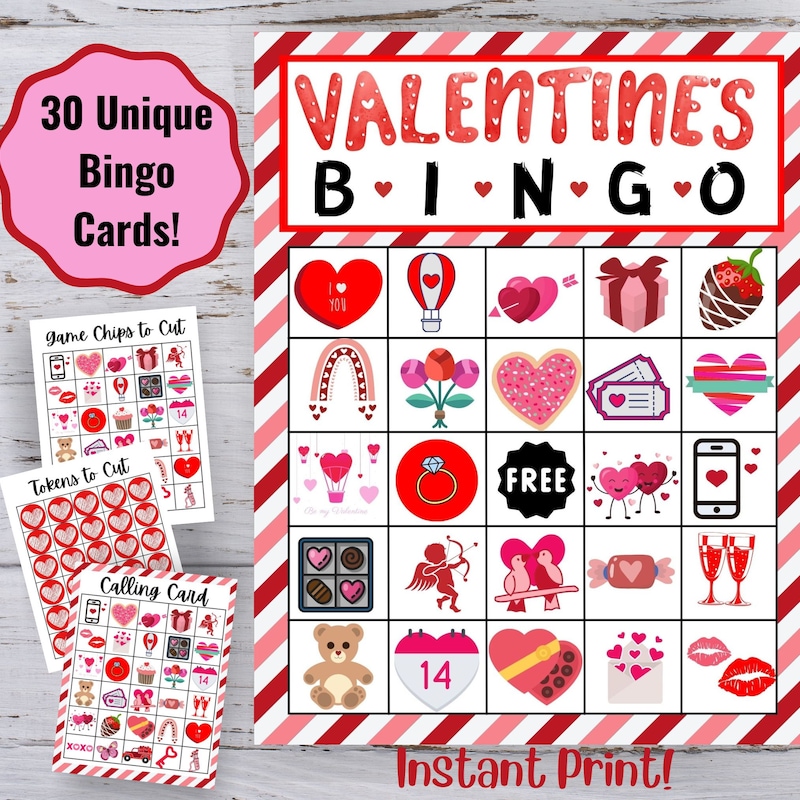 Valentine Bingo Cards - Etsy
