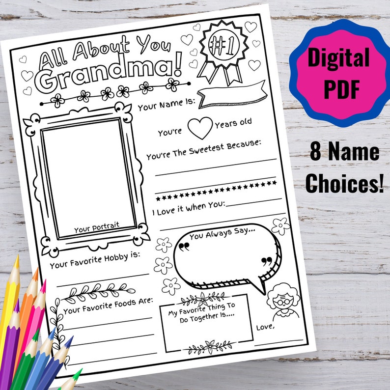 Grandmother's Mother Day Gift All About You Printable - Etsy