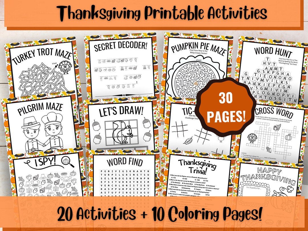 30 Thanksgiving Activity Pages, Thanksgiving Coloring Pages ...