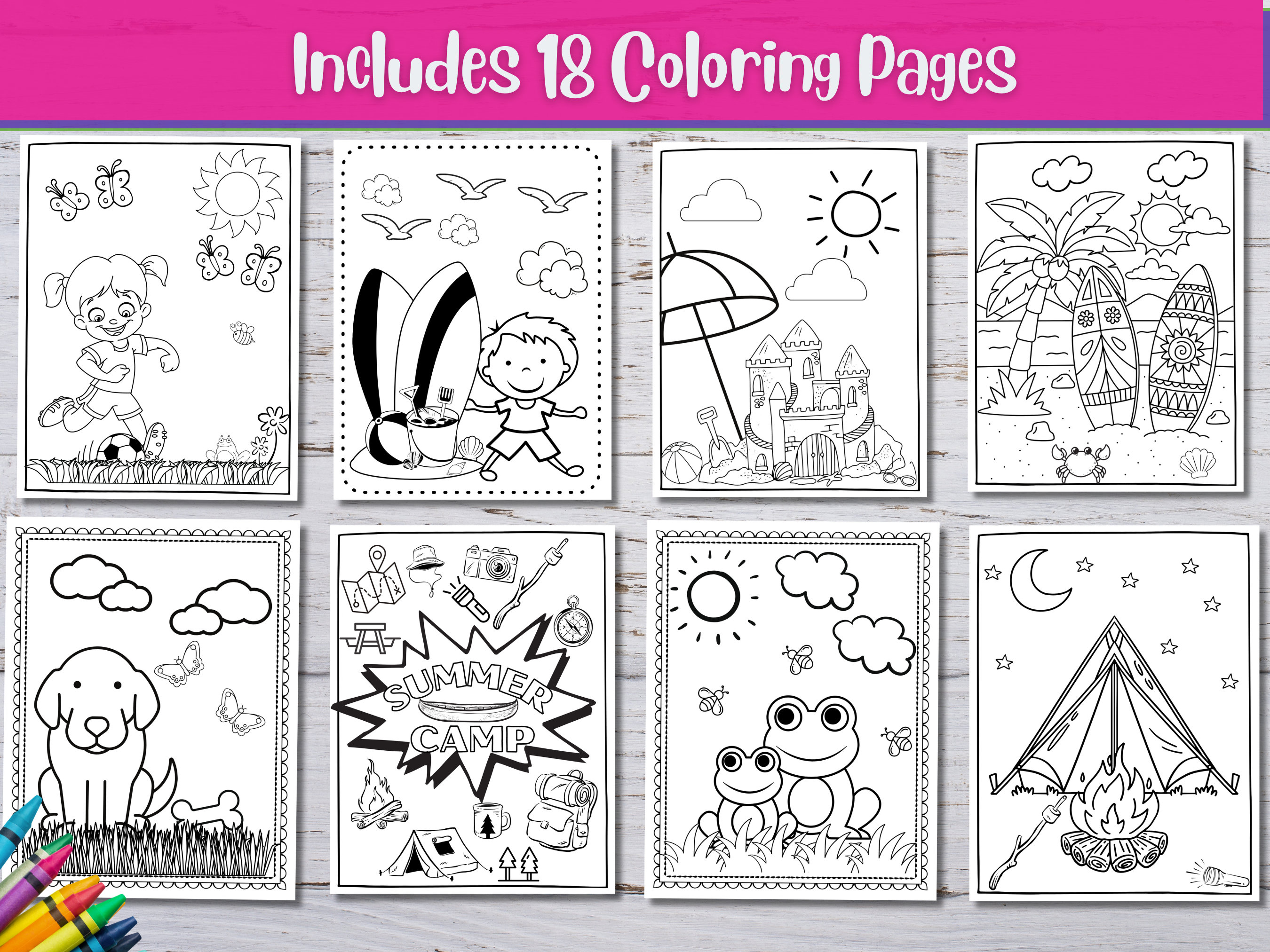 Summer Kids Activity Bundle, Coloring Pages, Games (digital Download ...