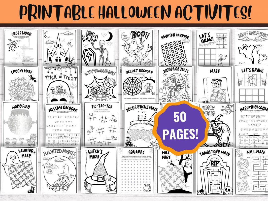 50 actividades de Halloween para niños para imprimir, páginas para ...